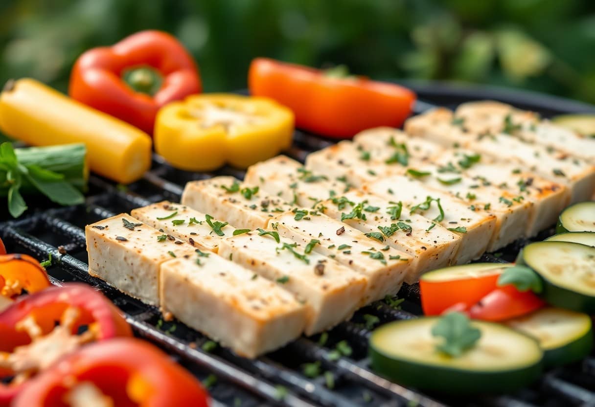 Marinare tofu stile mediterraneo con erbe aromatiche fresche per ...